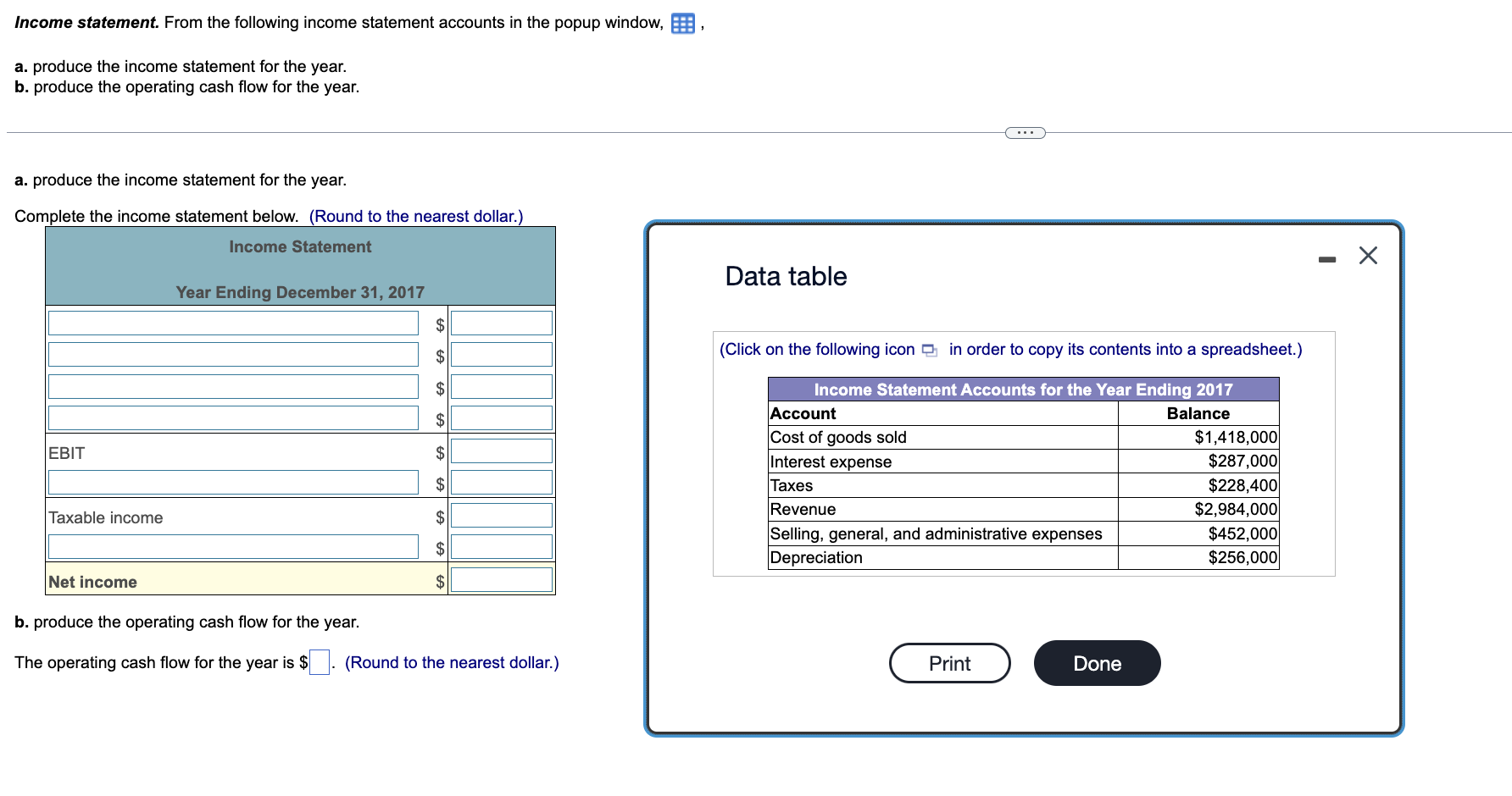 Income statement. From the following income statement | Chegg.com
