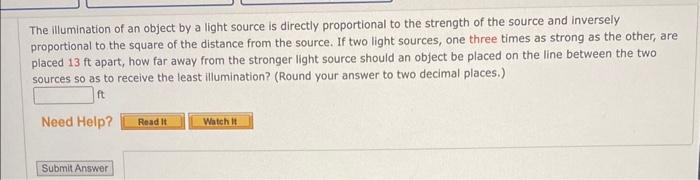 Solved The illumination of an object by a light source is | Chegg.com