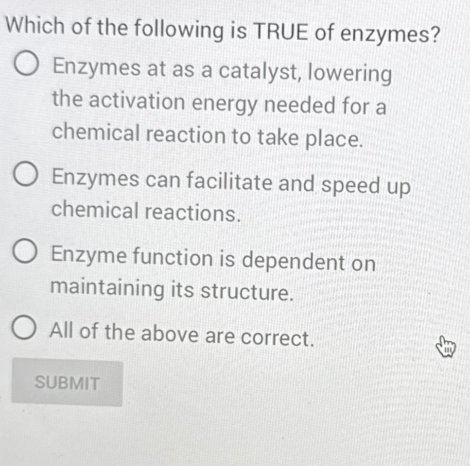 Solved Which of the following is TRUE of enzymes?Enzymes at | Chegg.com