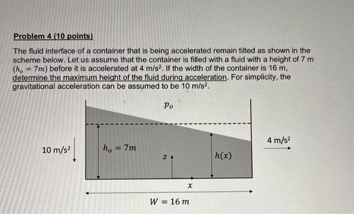 Solved Problem 4 (10 points) The fluid interface of a | Chegg.com