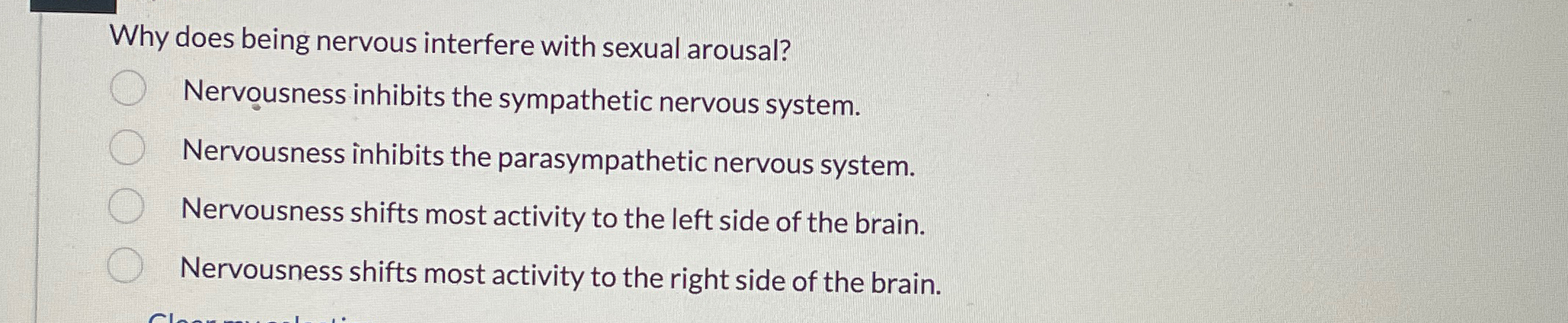 Solved Why does being nervous interfere with sexual | Chegg.com