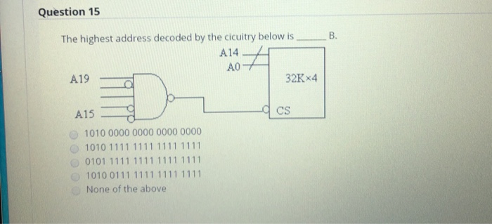 Solved Question 15 The highest address decoded by the | Chegg.com