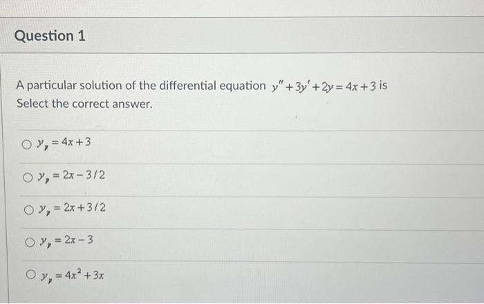 Solved A particular solution of the differential equation | Chegg.com