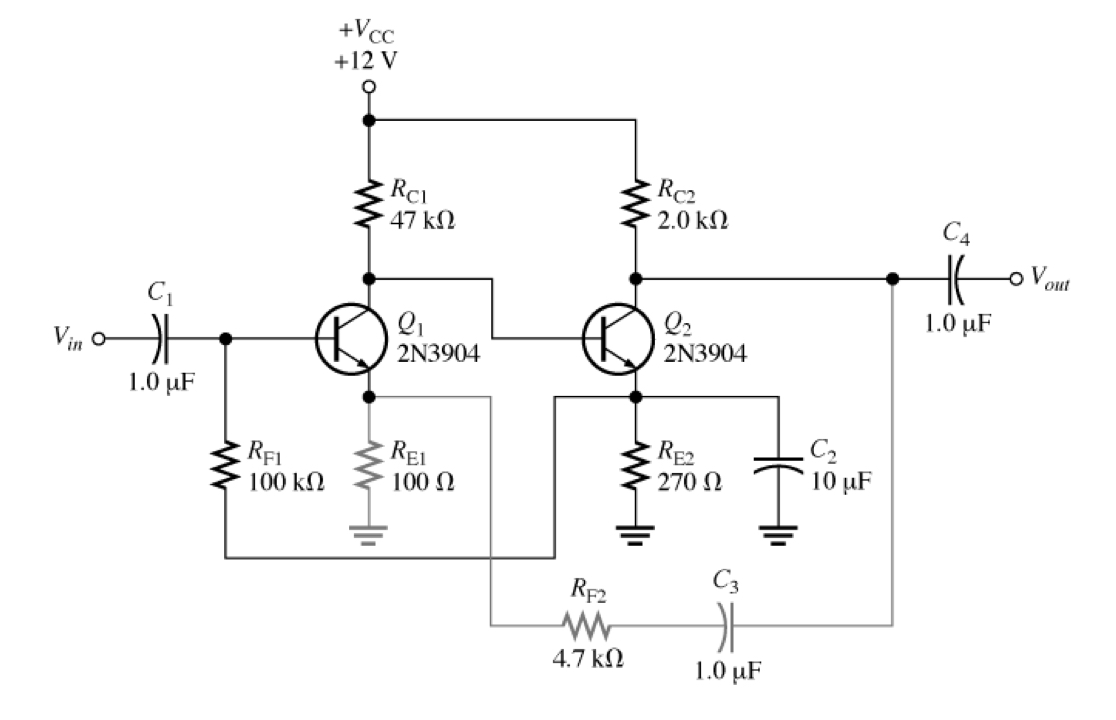 Solved The circuit below is a two-stage amplifier using | Chegg.com