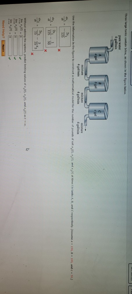 Solved Three large tanks contain brine, as shown in the | Chegg.com