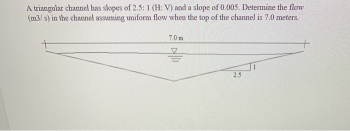 Solved A triangular channel has slopes of 2.5: 1 (H: V) and | Chegg.com