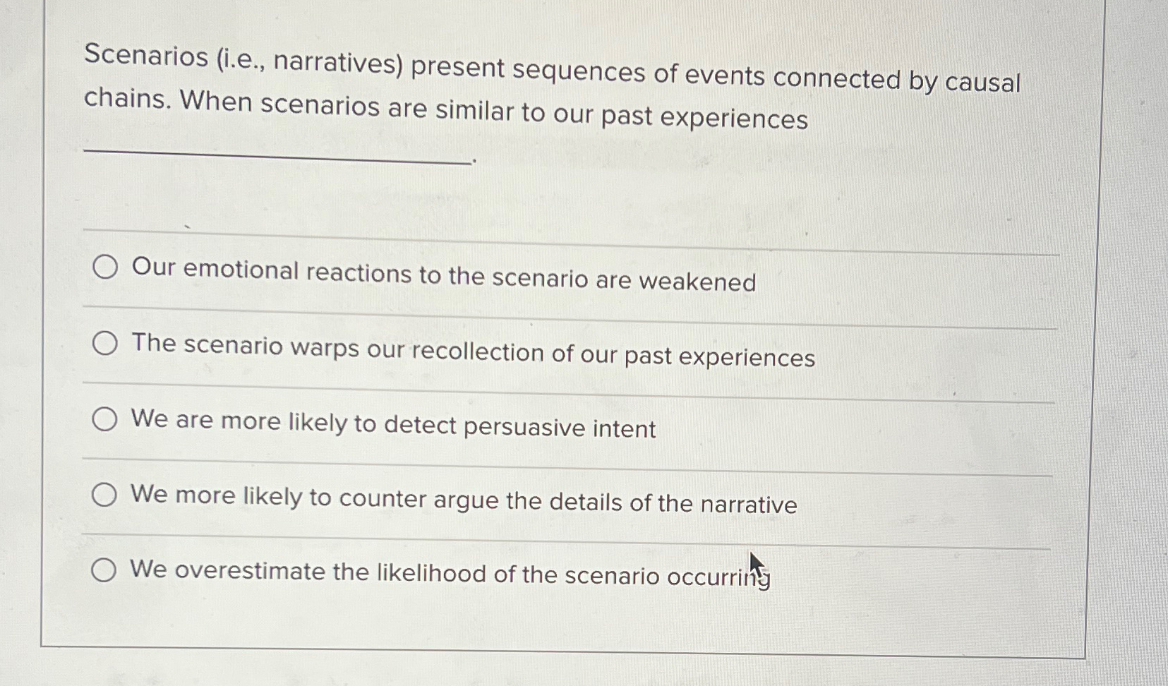 Solved Scenarios (i.e., ﻿narratives) ﻿present sequences of | Chegg.com