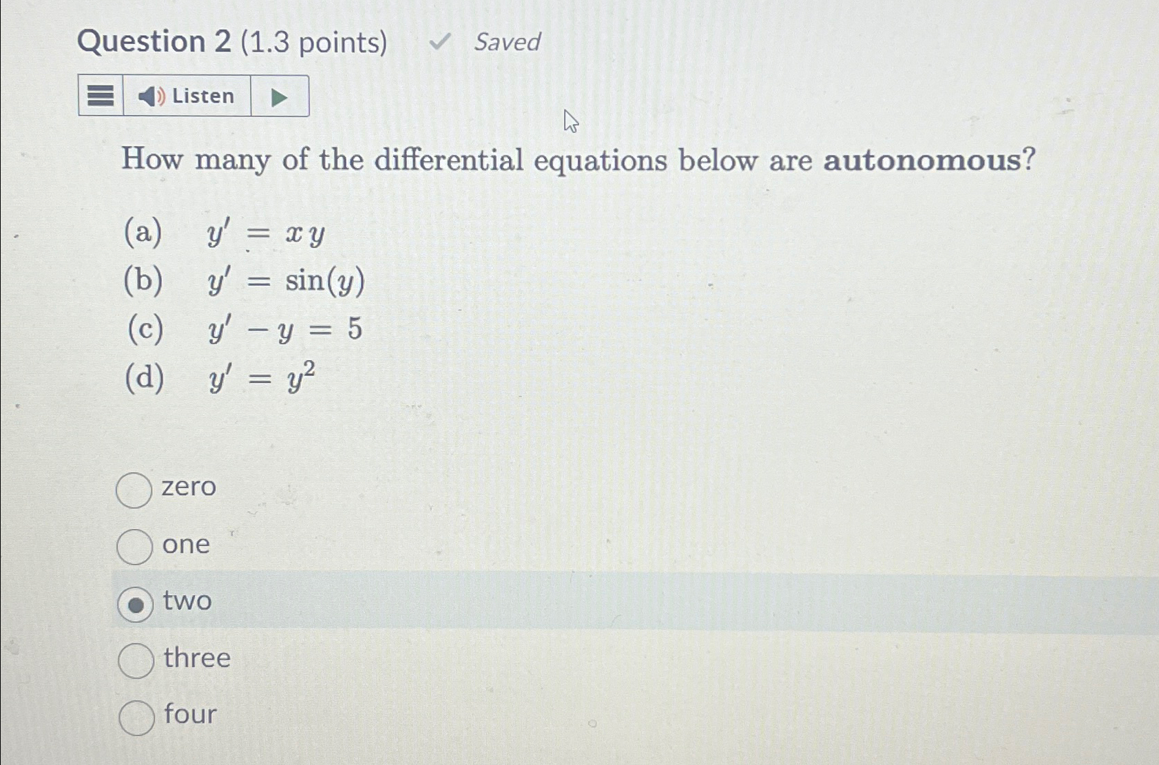 Solved Question 2 (1.3 ﻿points) ﻿SavedHow many of the | Chegg.com