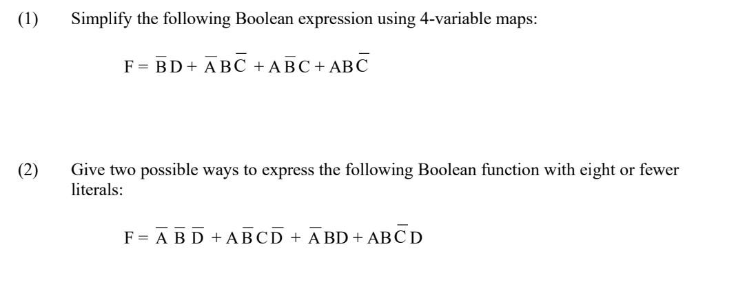 Solved Simplify the following Boolean expression using | Chegg.com