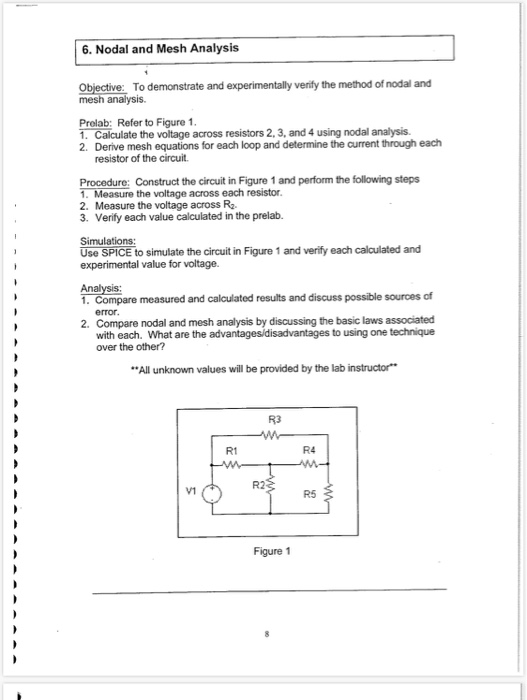 Solved 6. Nodal and Mesh Analysis Objective: To demonstrate | Chegg.com