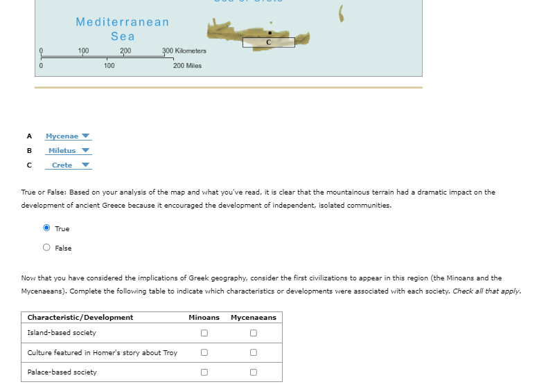 Solved A Mycenae gradB Miletus gradC CreteTrue or False: | Chegg.com