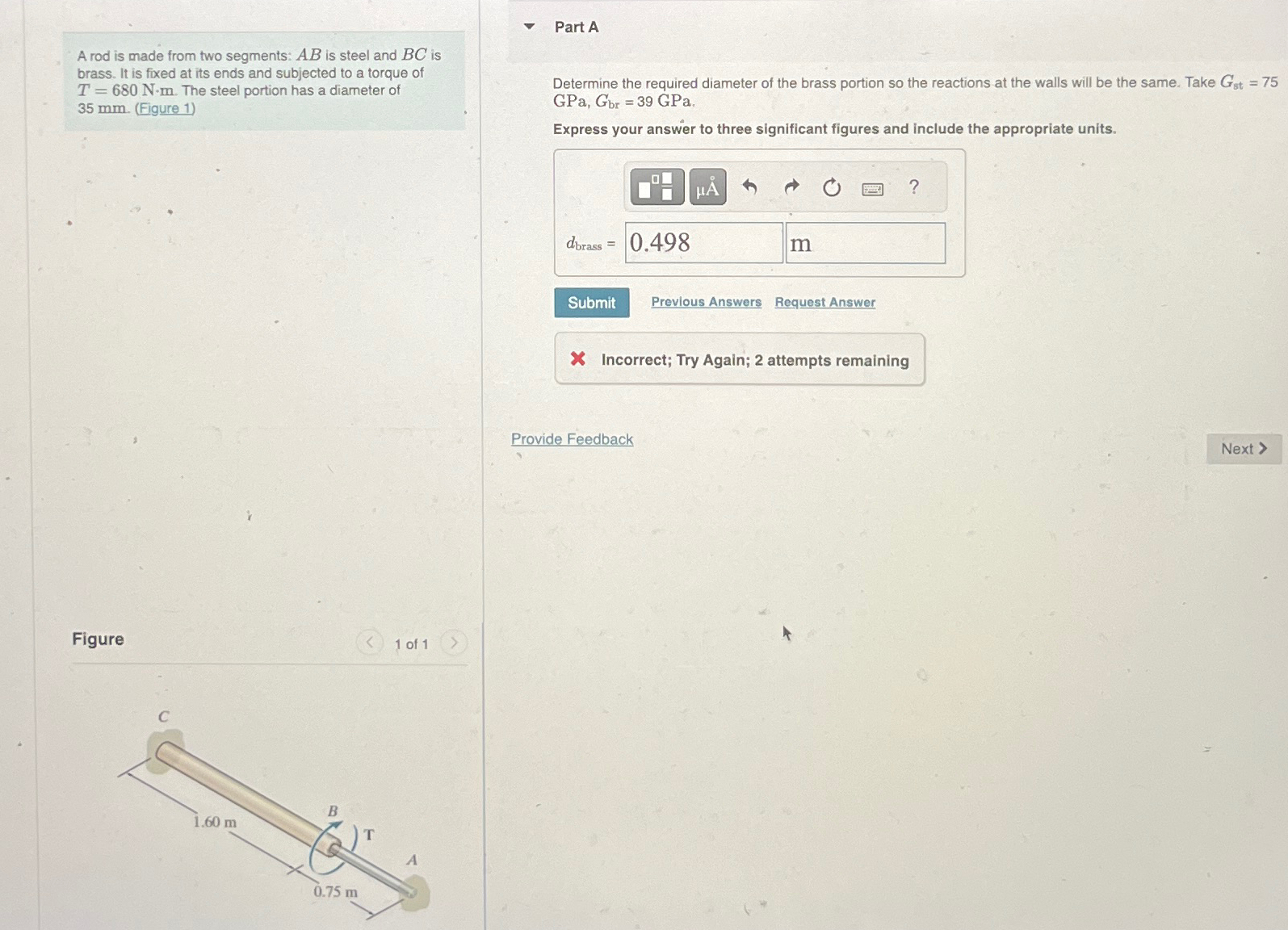 Solved Part AA rod is made from two segments: AB ﻿is steel | Chegg.com