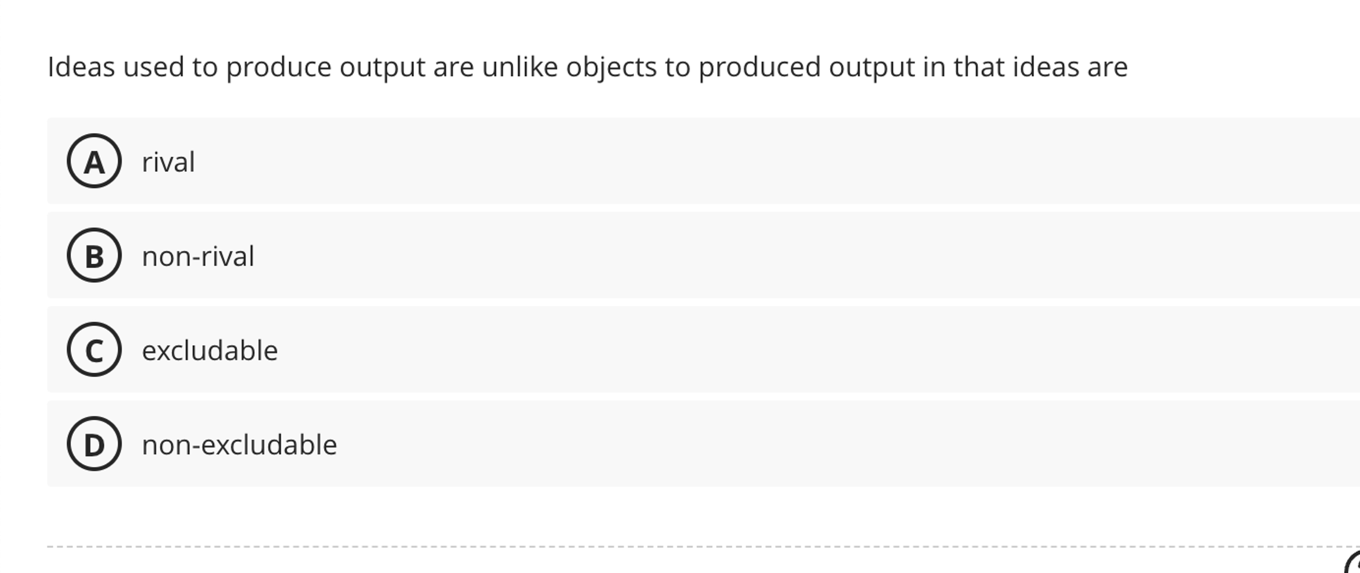 Solved Ideas used to produce output are unlike objects to | Chegg.com