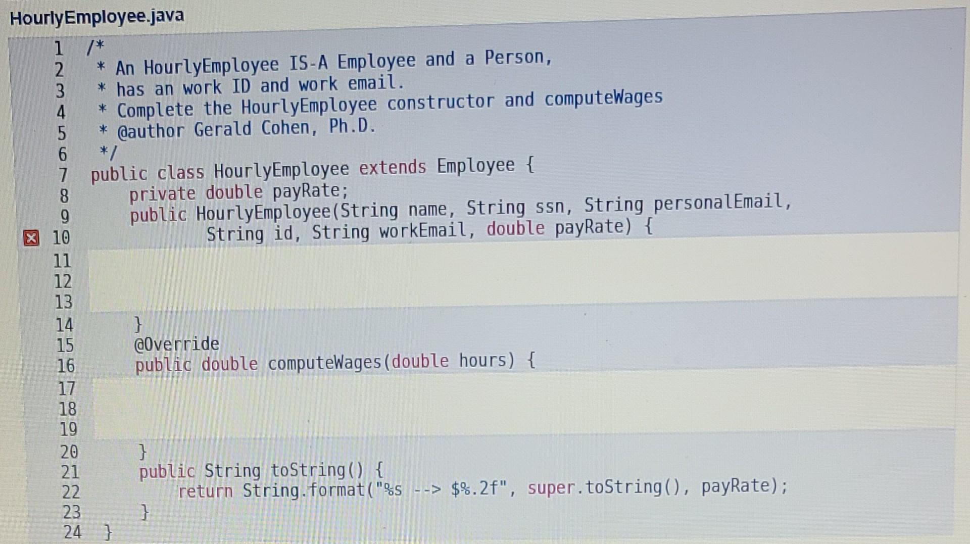 Employee.javaHourlyEmployee.javaPerson.javaI/If p is | Chegg.com