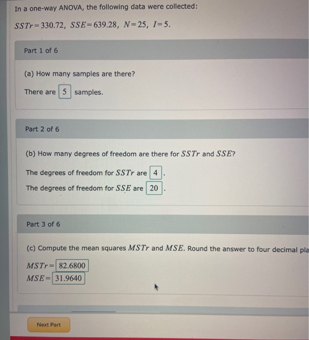 Solved In a one-way ANOVA, the following data were | Chegg.com