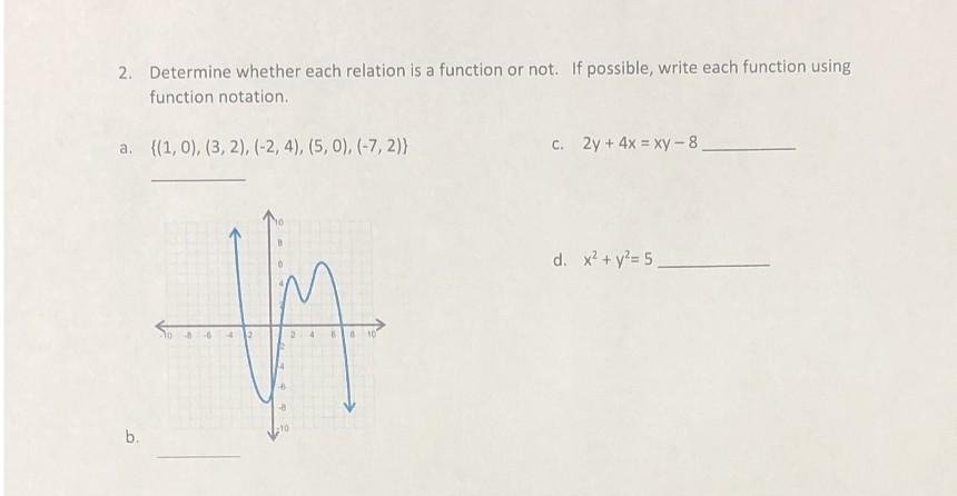Solved 2. Determine whether each relation is a function or | Chegg.com