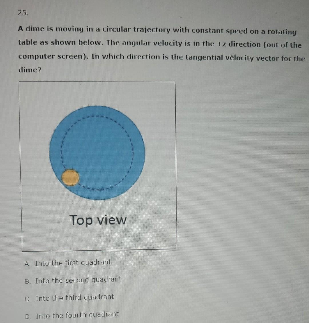 Solved 25 A dime is moving in a circular trajectory with | Chegg.com