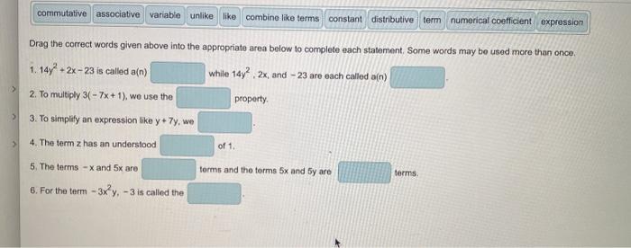 Solved commutative associative variable unlike like combine | Chegg.com