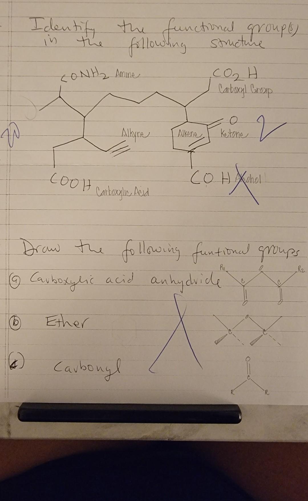 Solved - in Identify the functional groups) the following | Chegg.com