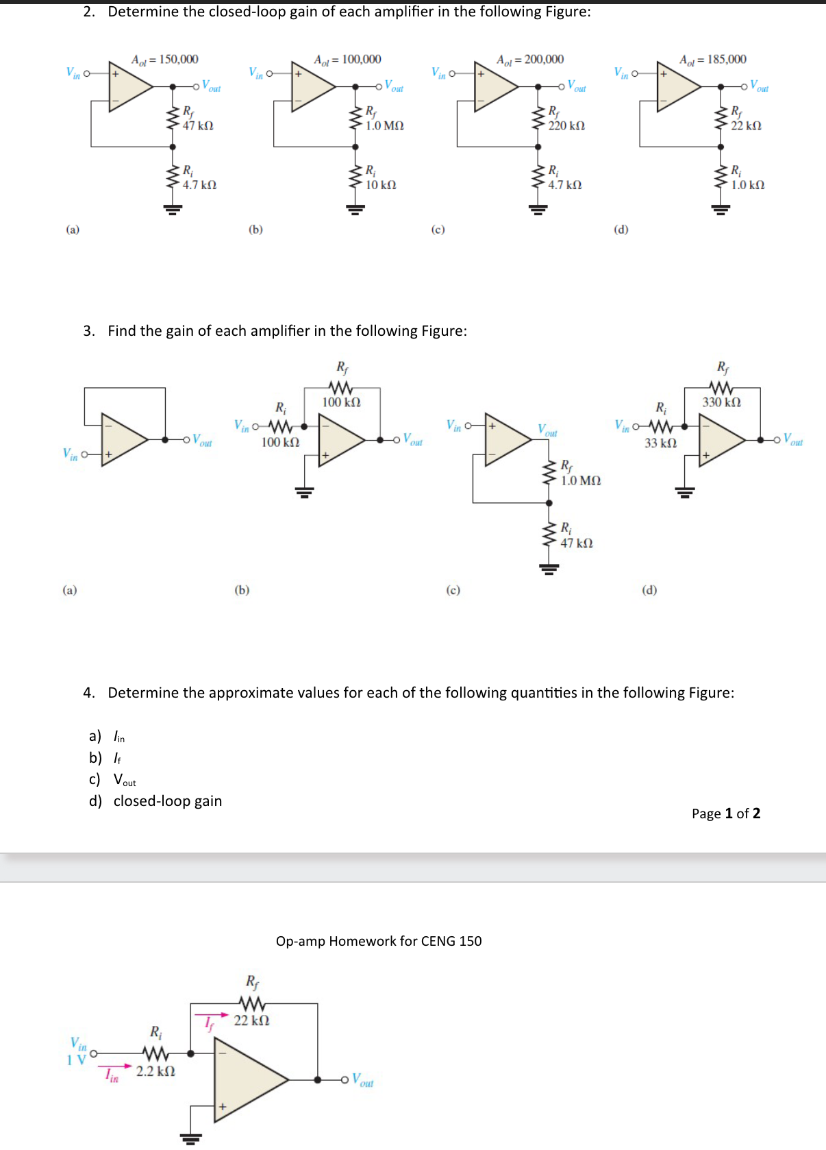 Solved Determine the closed-loop gain of each amplifier in | Chegg.com