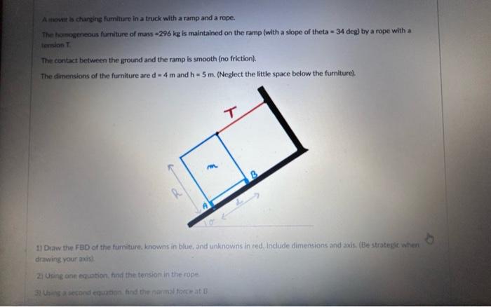 Solved A wacket is chursing furniture in a truck with a ramp | Chegg.com
