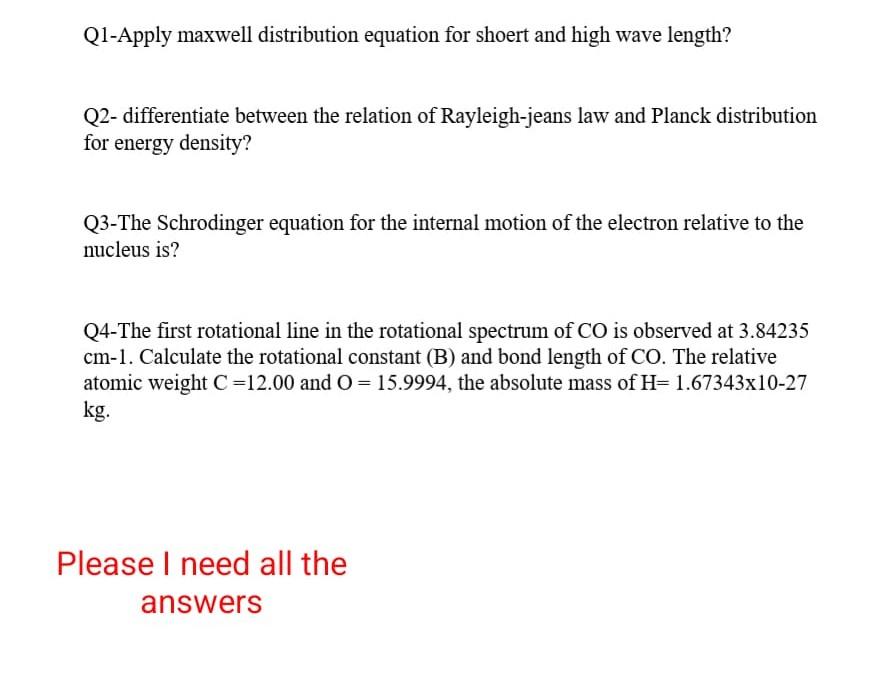 Solved Q1-Apply maxwell distribution equation for shoert and | Chegg.com