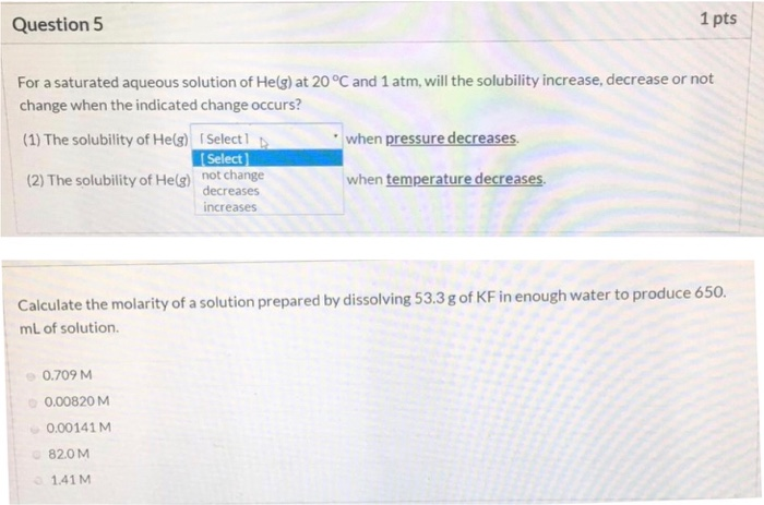 Solved Question 5 1 pts For a saturated aqueous solution of | Chegg.com