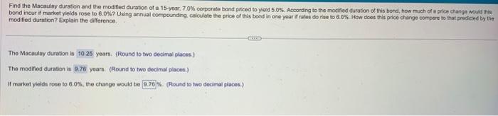 Solved Find the Macaulay duration and the modified duration | Chegg.com