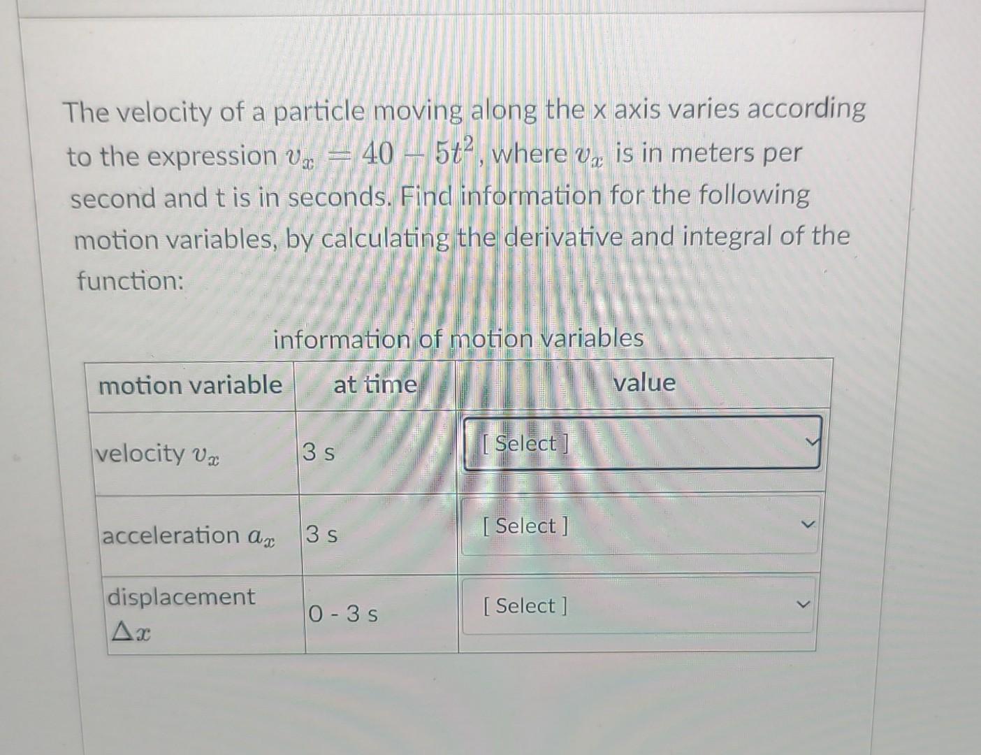 Solved The velocity of a particle moving along the x axis | Chegg.com