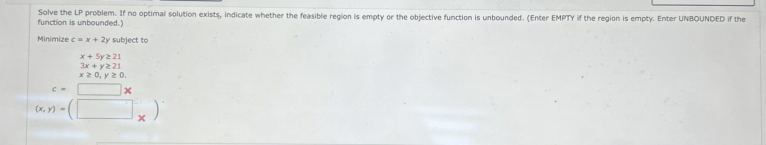 Solved Solve the LP problem. If no optimal solution exists, | Chegg.com