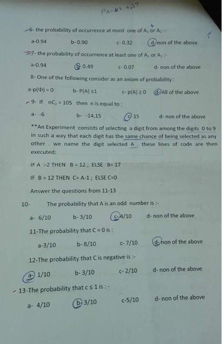 Solved Question 1: Put a circle around the correct answer | Chegg.com