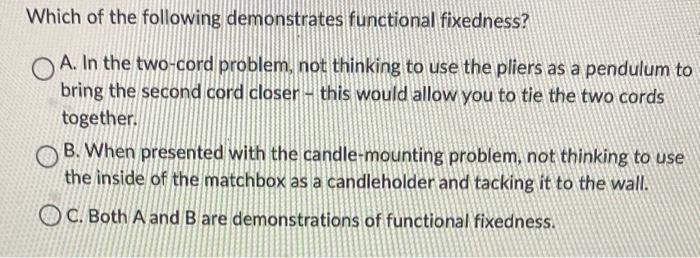 Solved Which of the following demonstrates functional | Chegg.com