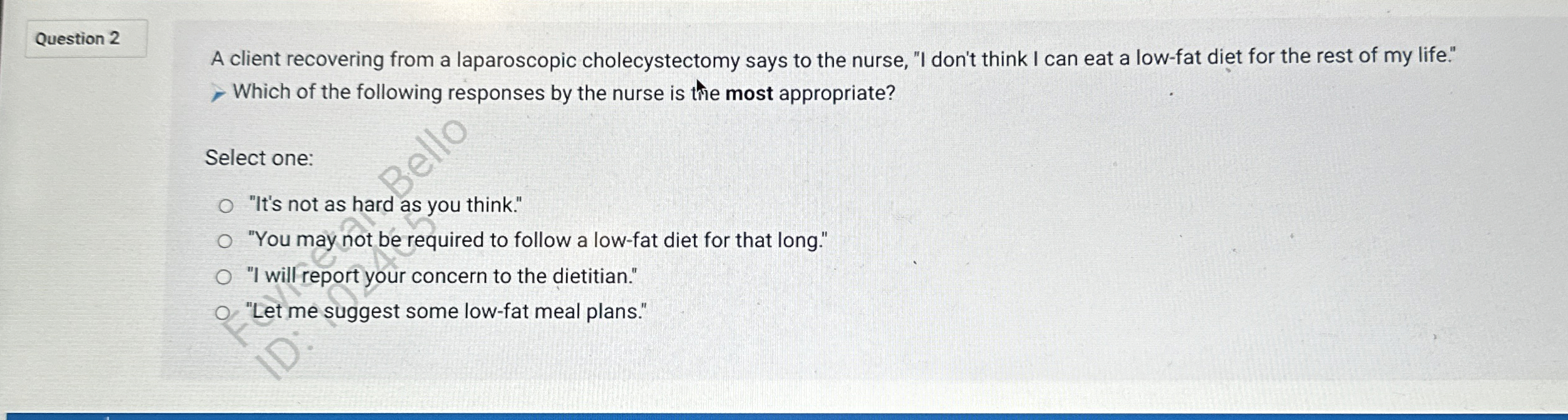 Solved Question 2A client recovering from a laparoscopic | Chegg.com