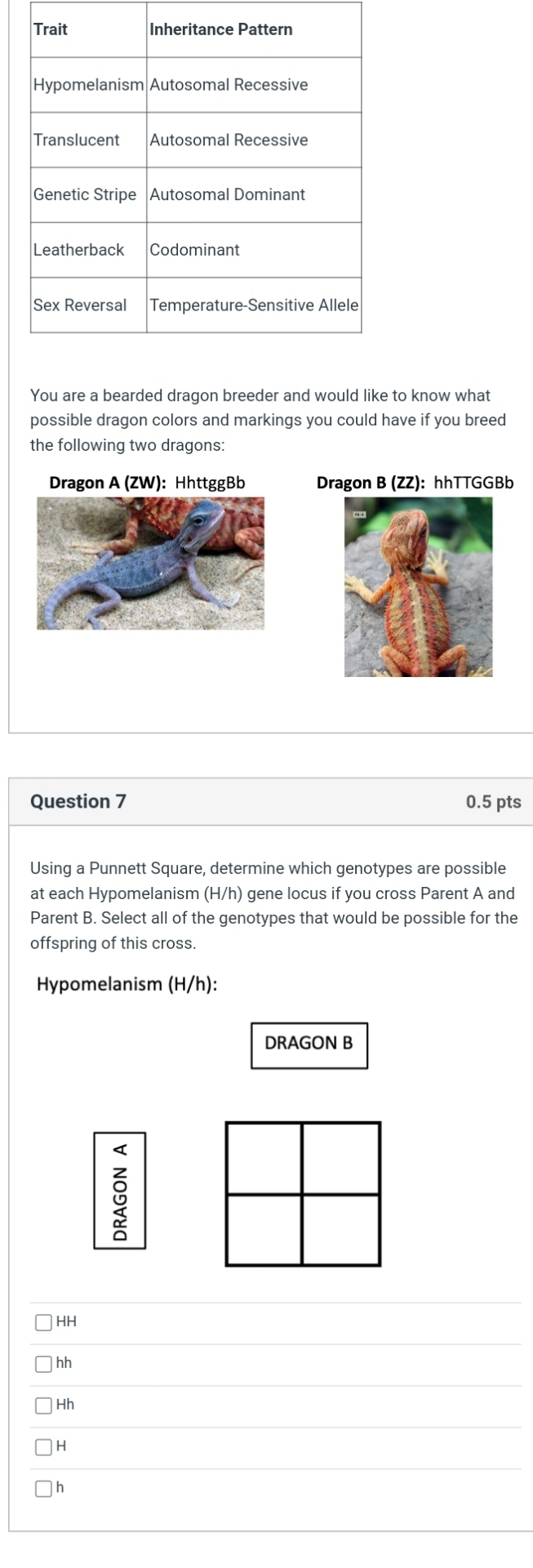 Solved \table[[Trait,Inheritance | Chegg.com