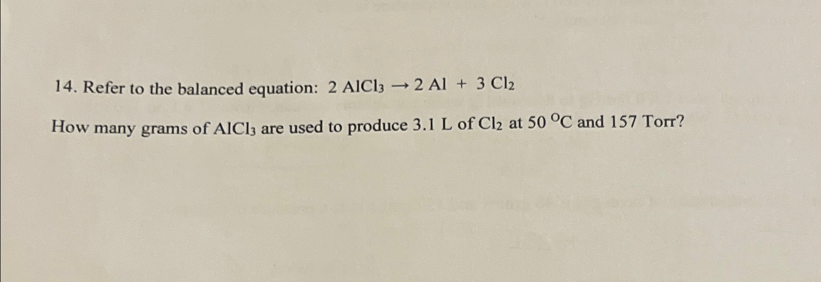 Refer to the balanced equation: 2AlCl3→2Al+3Cl2 ﻿How | Chegg.com