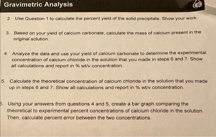 Solved EXPERIMENT 1: GRAVIMETRIC ANALYSIS WITH CALCIUM | Chegg.com