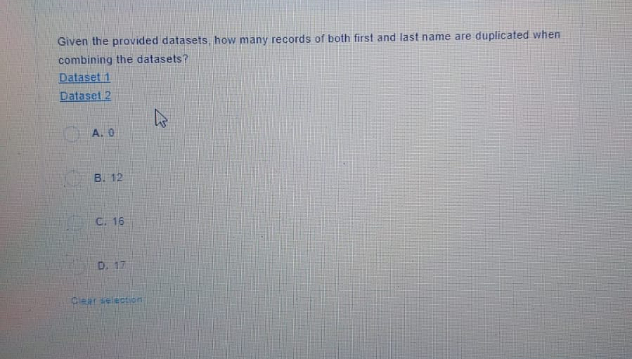 Solved Given the provided datasets, how many records of both | Chegg.com
