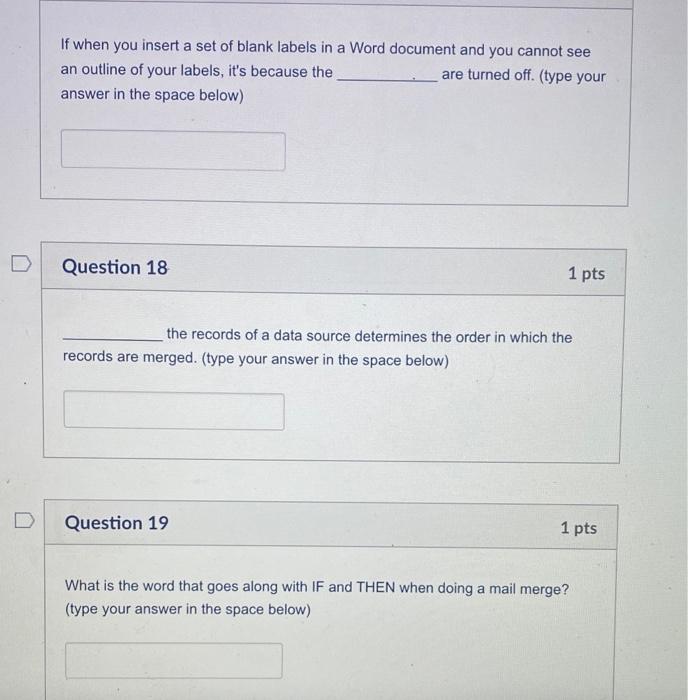 Solved If when you insert a set of blank labels in a Word | Chegg.com