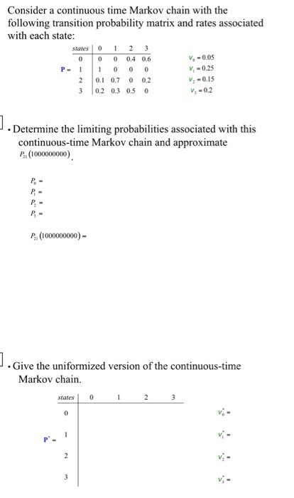 Consider a continuous time Markov chain with the | Chegg.com