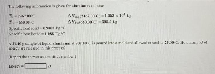 Solved The following information is given for silver at | Chegg.com