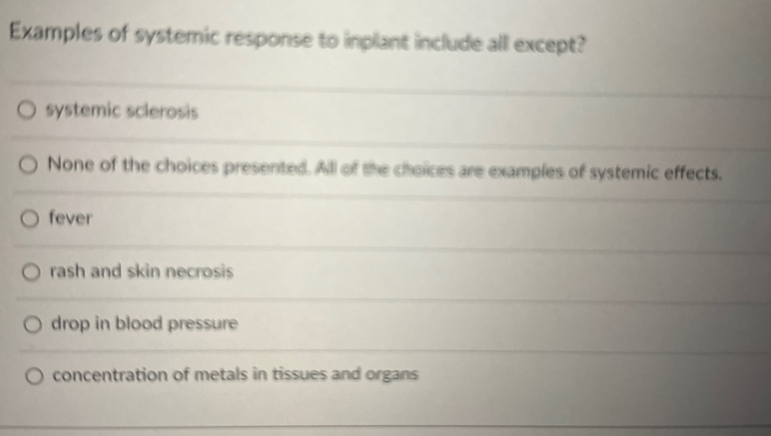 Solved Examples of systemic response to inplant include all | Chegg.com