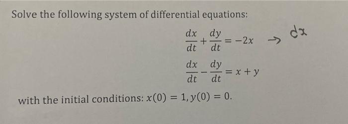 Solved Solve the following system of differential equations: | Chegg.com