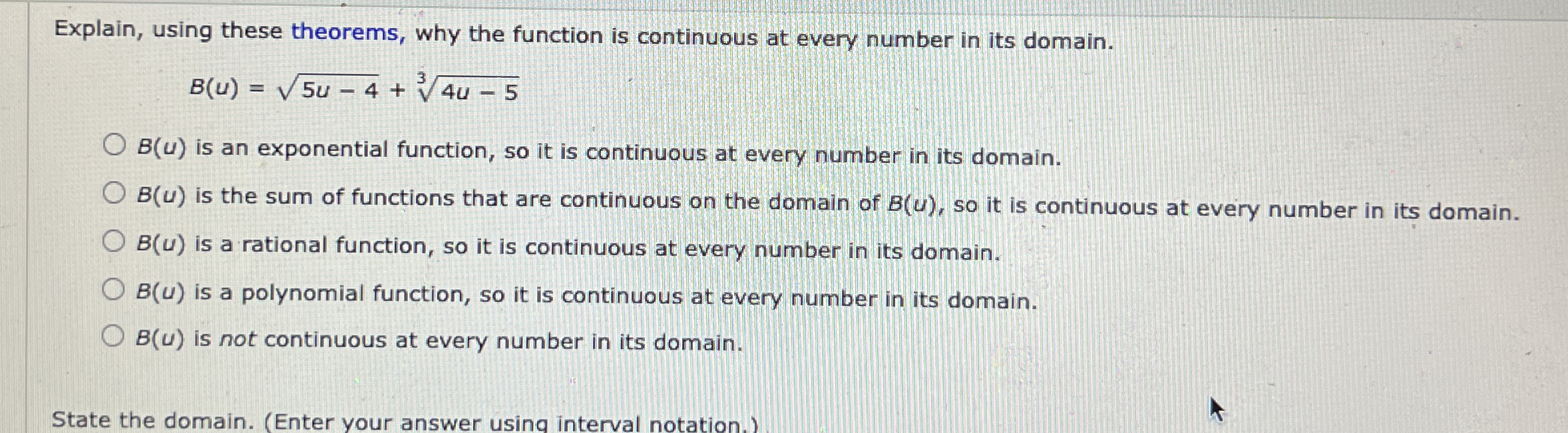 Solved Explain, using these theorems, why the function is | Chegg.com