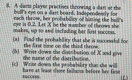 Solved A darts player practises throwing a dart at the | Chegg.com
