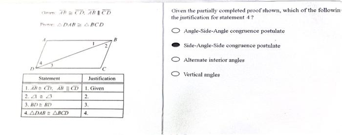Solved Given the partially completed proof shown, which of | Chegg.com