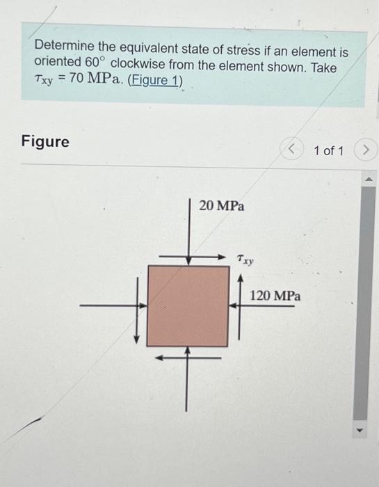 Solved Determine the equivalent state of stress if an | Chegg.com