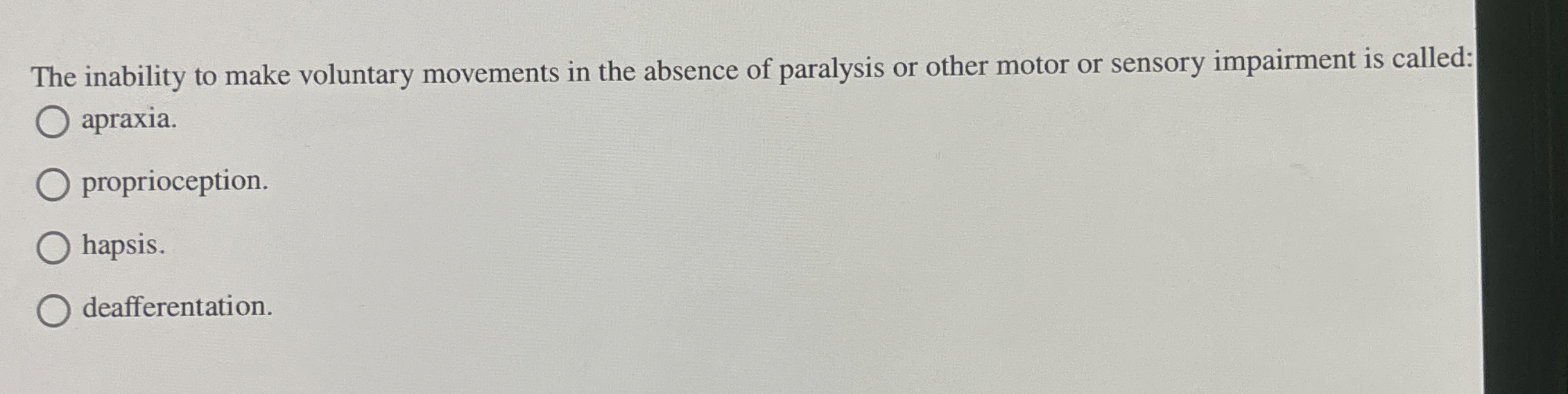 Solved The inability to make voluntary movements in the | Chegg.com