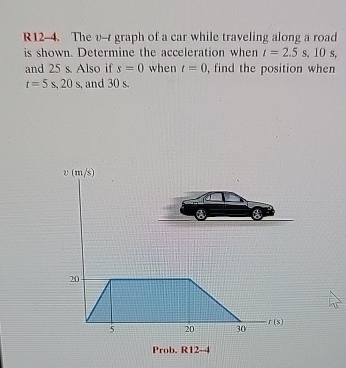 Solved R12-4. ﻿The v-t ﻿graph of a car while traveling along | Chegg.com