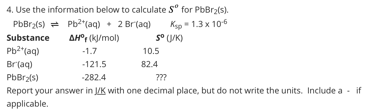 Solved Use the information below to calculate So ﻿for | Chegg.com