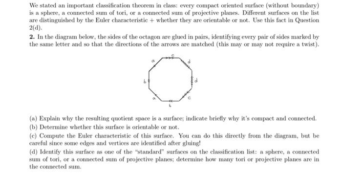 We stated an important classification theorem in | Chegg.com